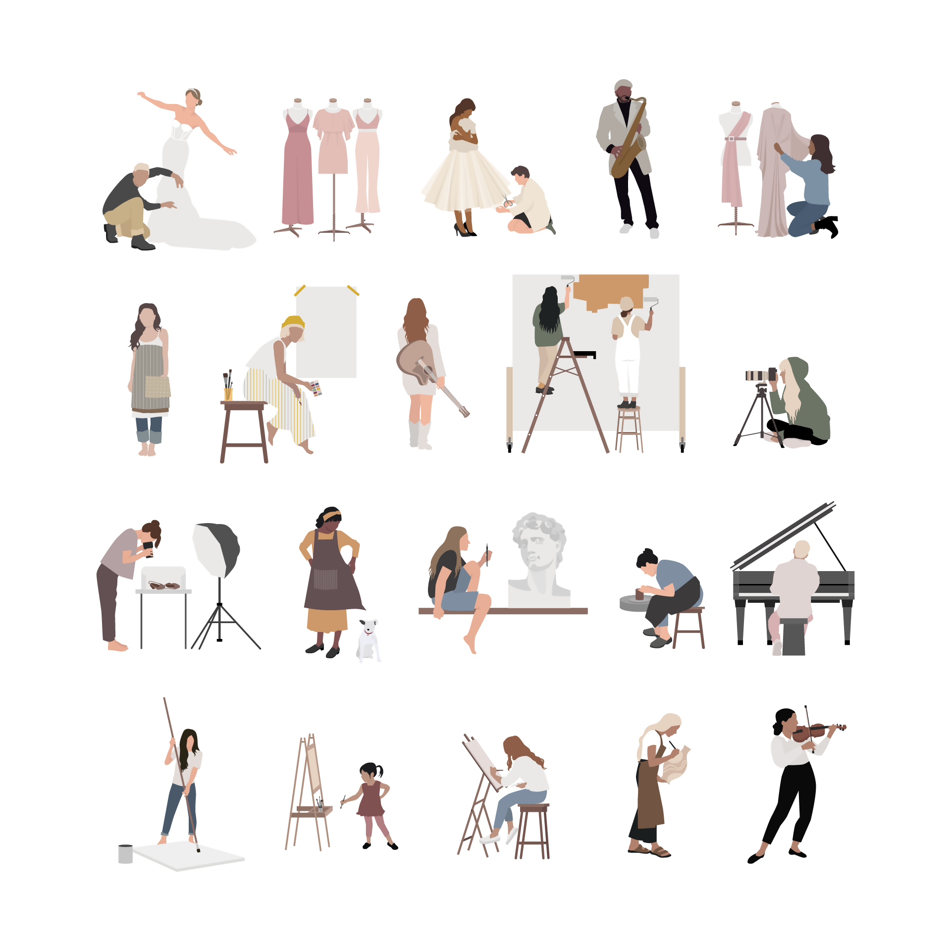 Art and Crafts People Cutout Pack – Learn Architecture Online