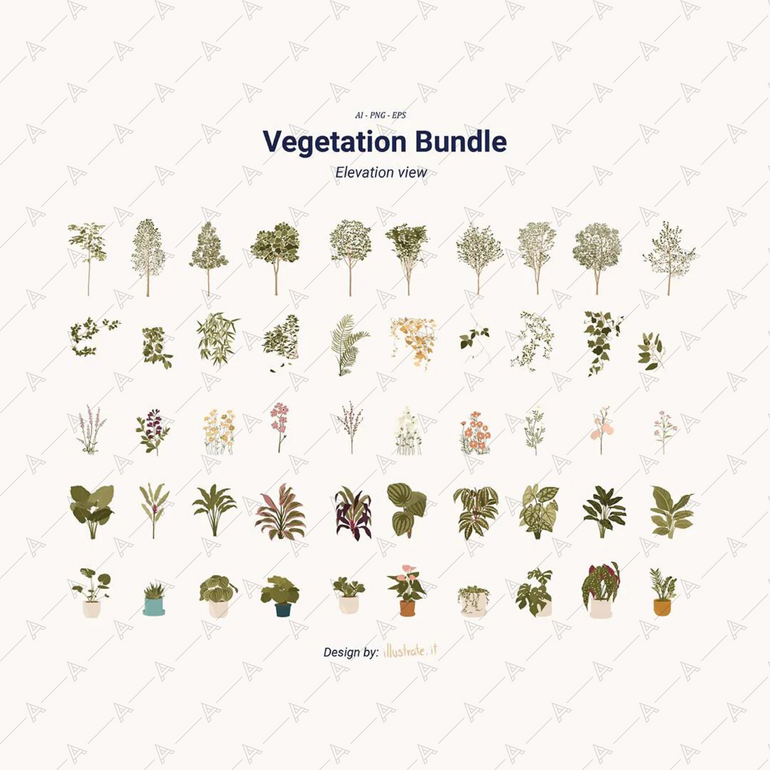Vector Vegetation Bundle Pack – Learn Architecture Online