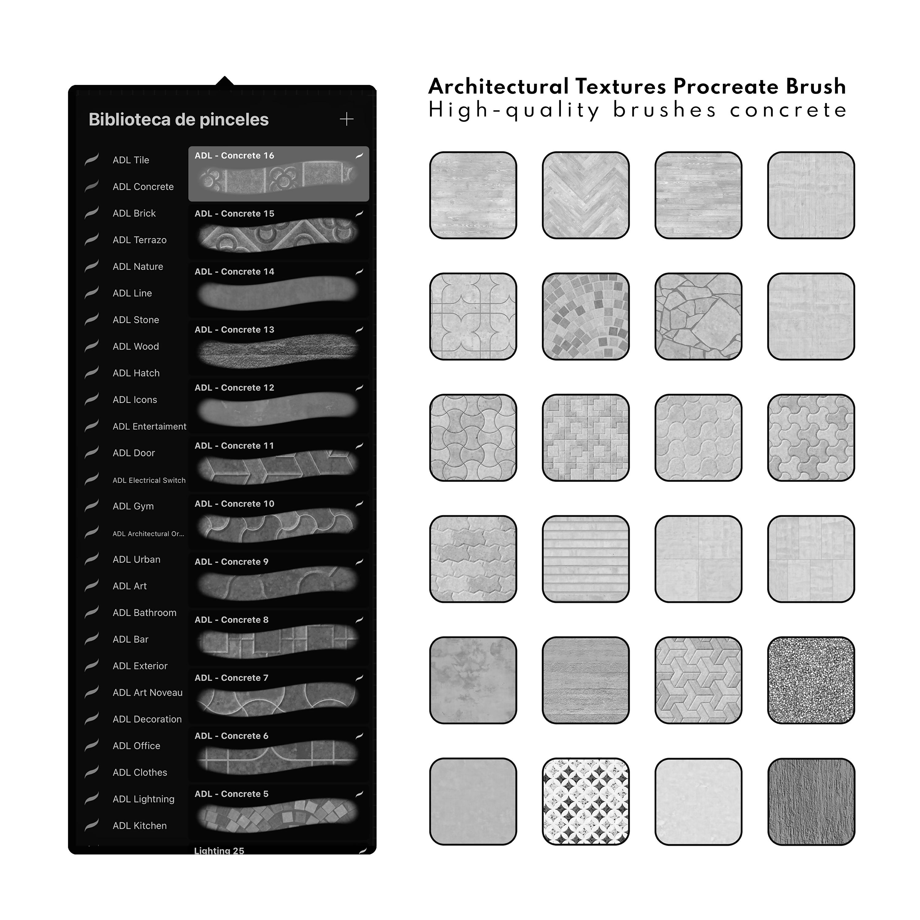Architecture Texture Concrete and Terrazo Procreate Brushes | Learn Architecture Online