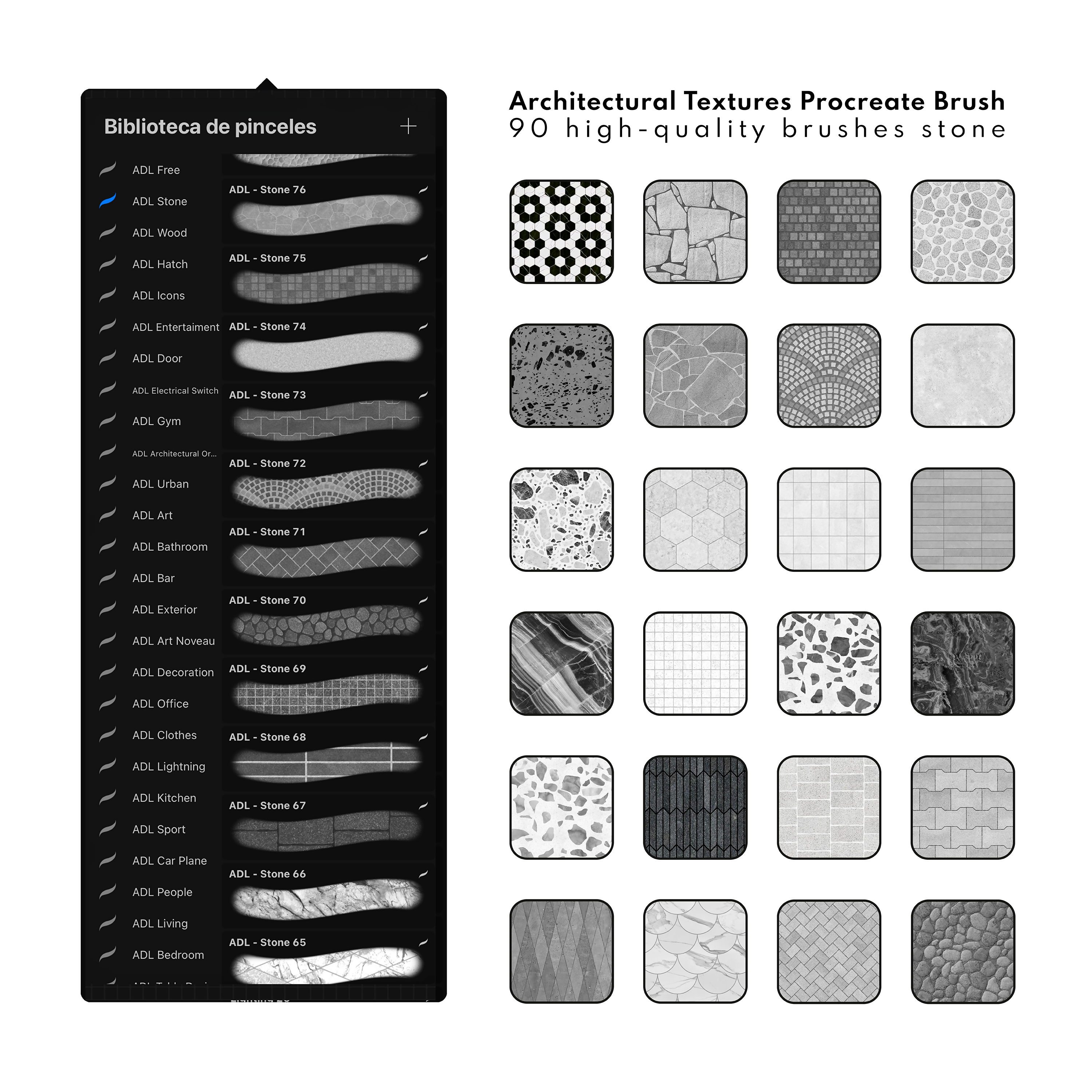 Stone Texture Brush Pack for Architecture | Learn Architecture Online