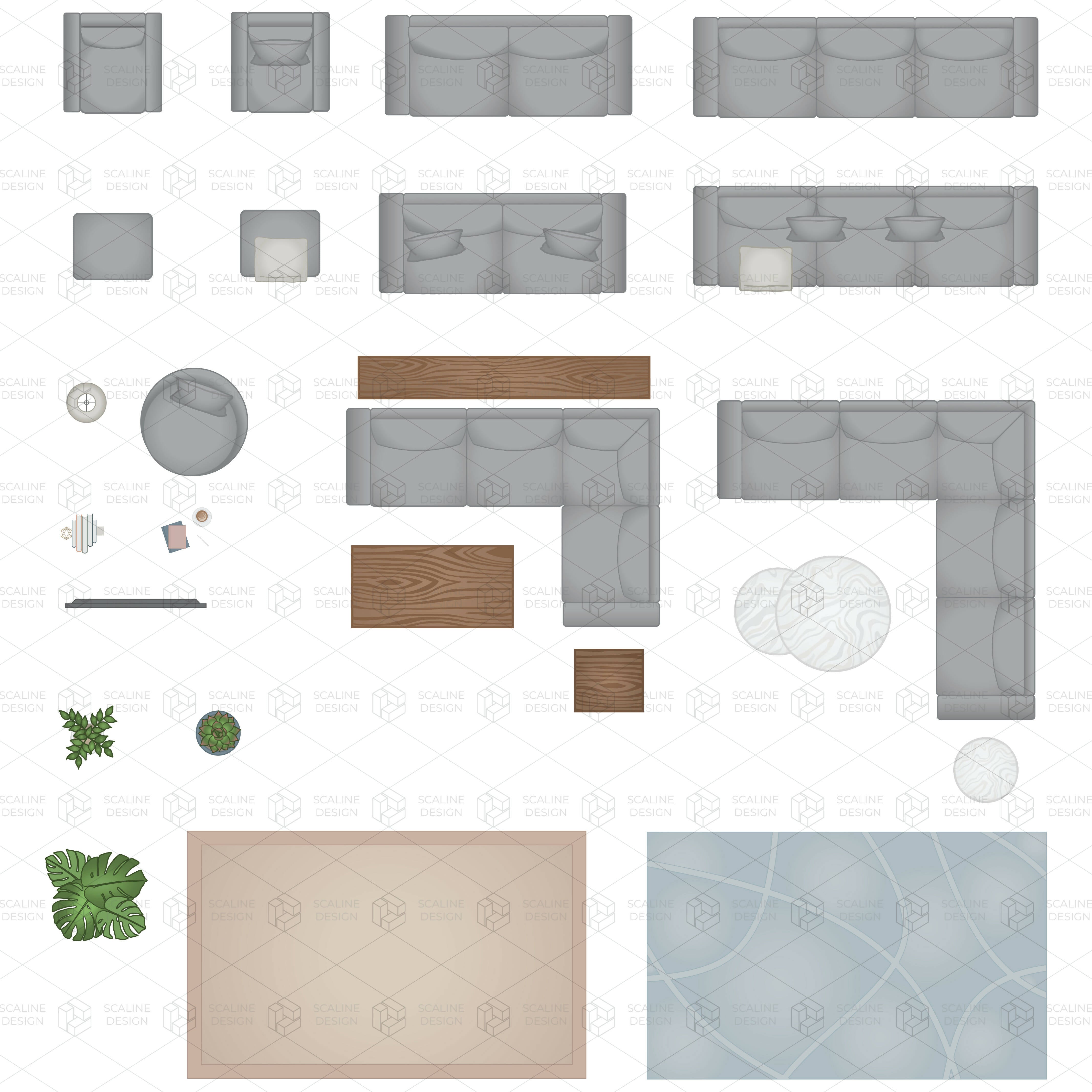 Vector & PNG Living Room Top View Furniture – Learn Architecture Online