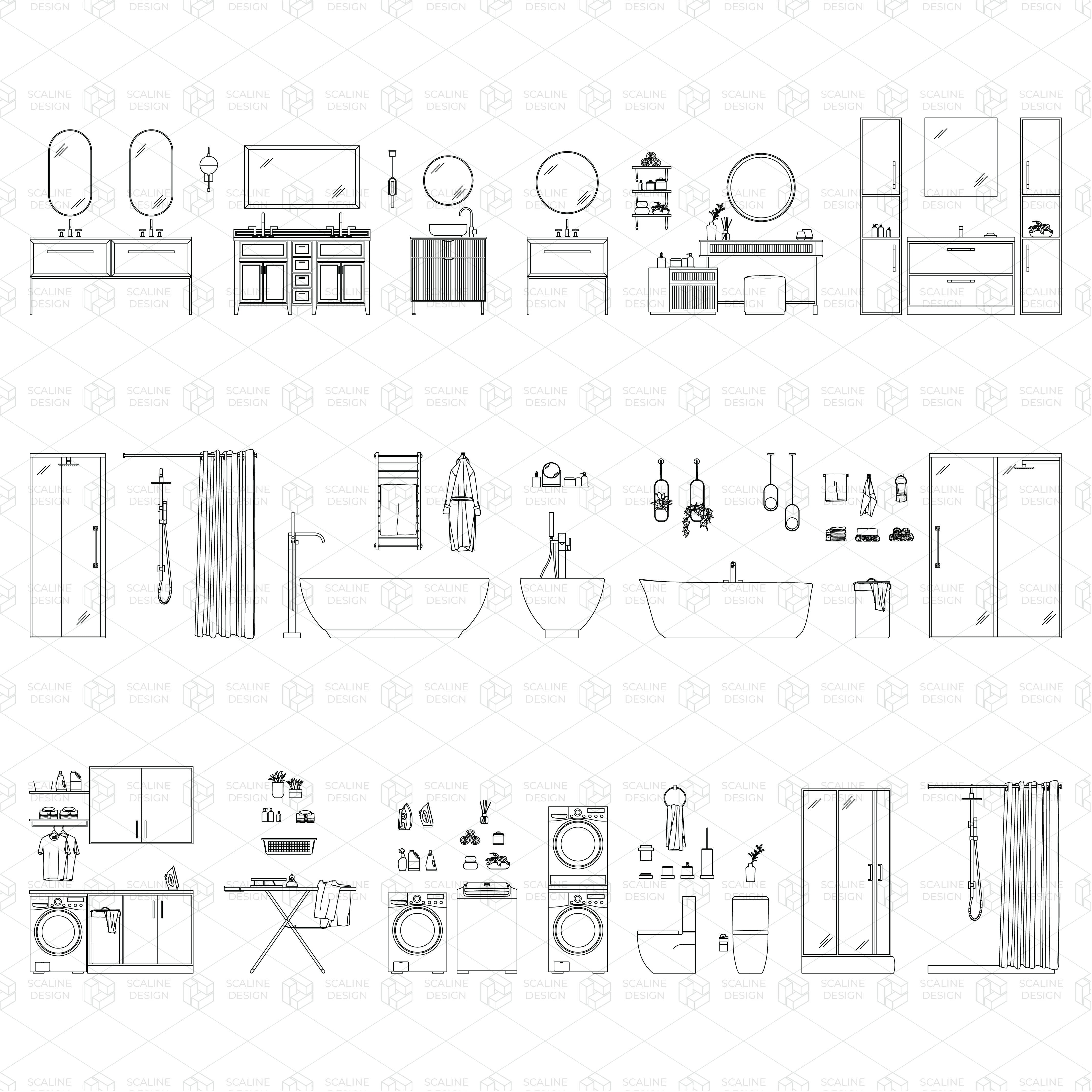 CAD & Vector Bathroom and Laundry Furniture – Learn Architecture Online