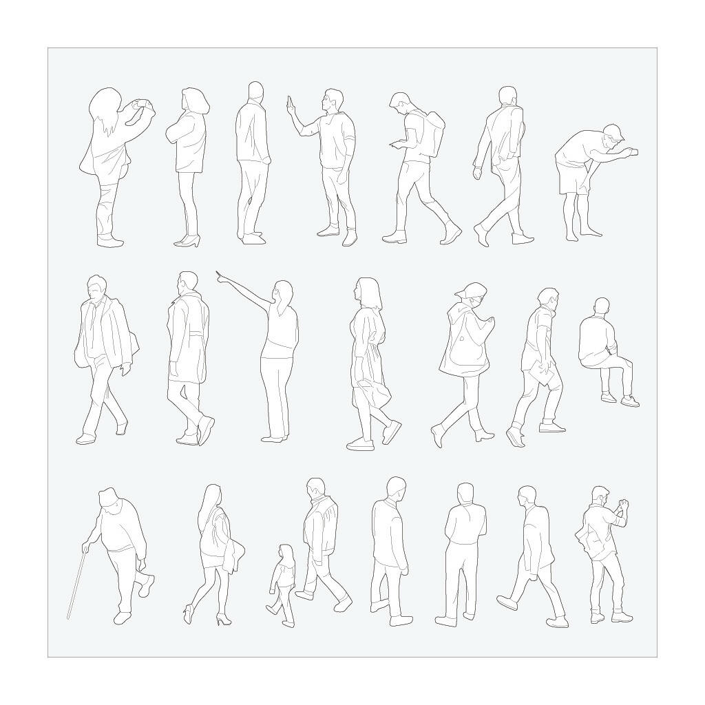 Human Outlines (22 Figures) | Learn Architecture Online