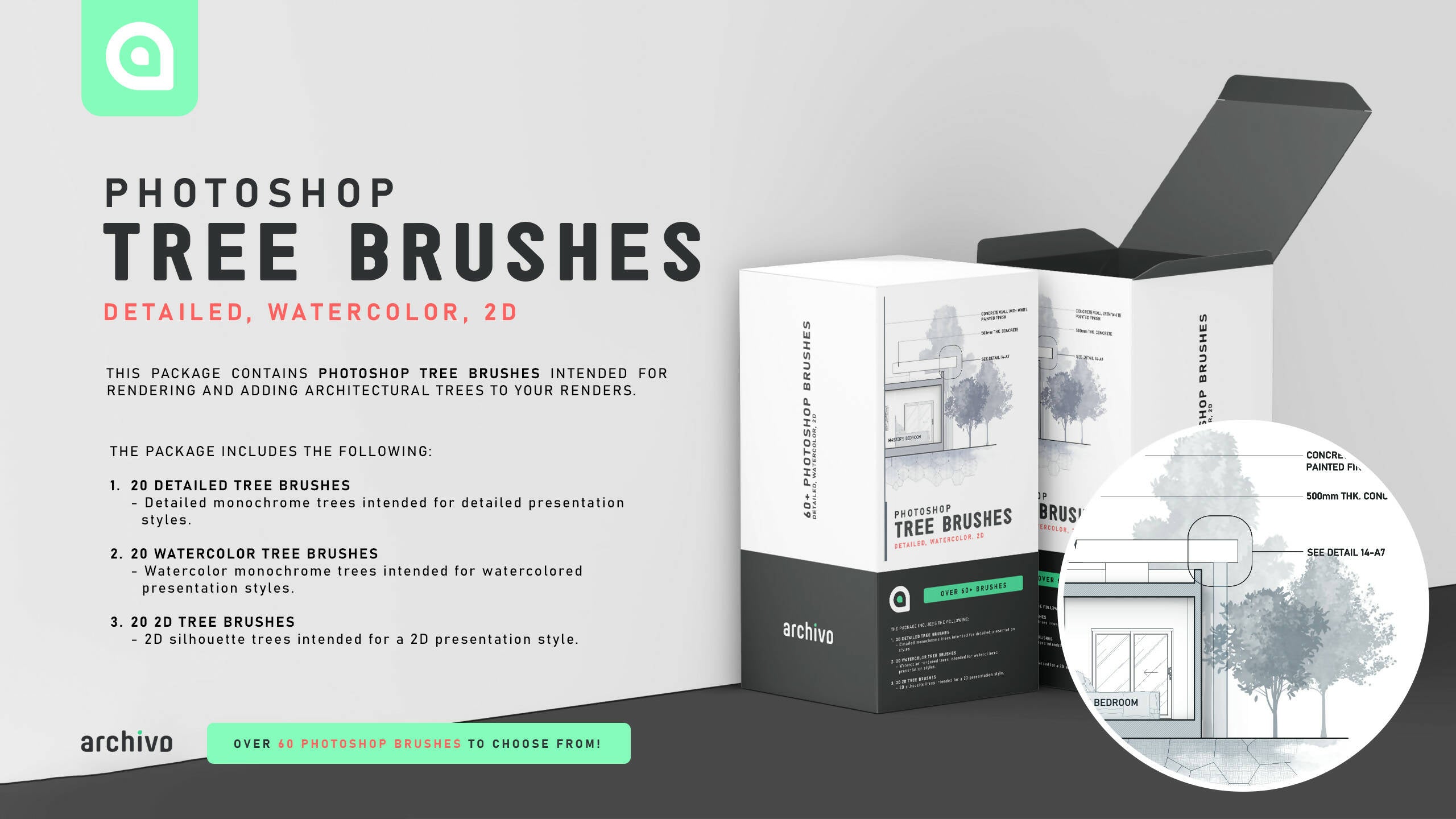 60 Architectural Trees Brush Set (Photoshop) – Learn Architecture Online