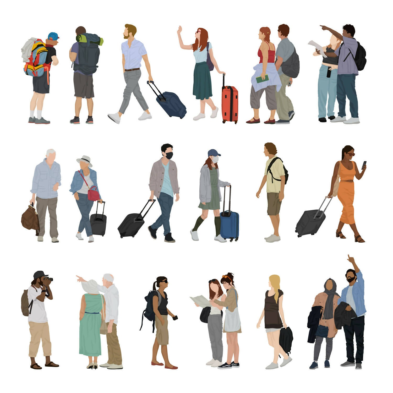 Tourists People (18 Figures) | Learn Architecture Online