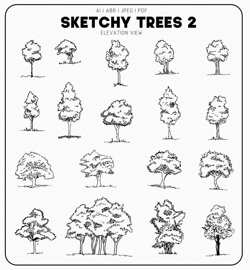 19 Sketchy Trees Cutout Pack – Learn Architecture Online