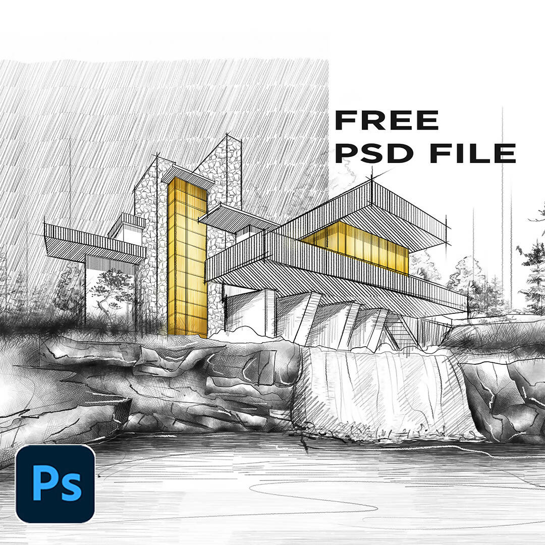 Photoshop Working File - Pencil Brush Rendering – Learn Architecture Online