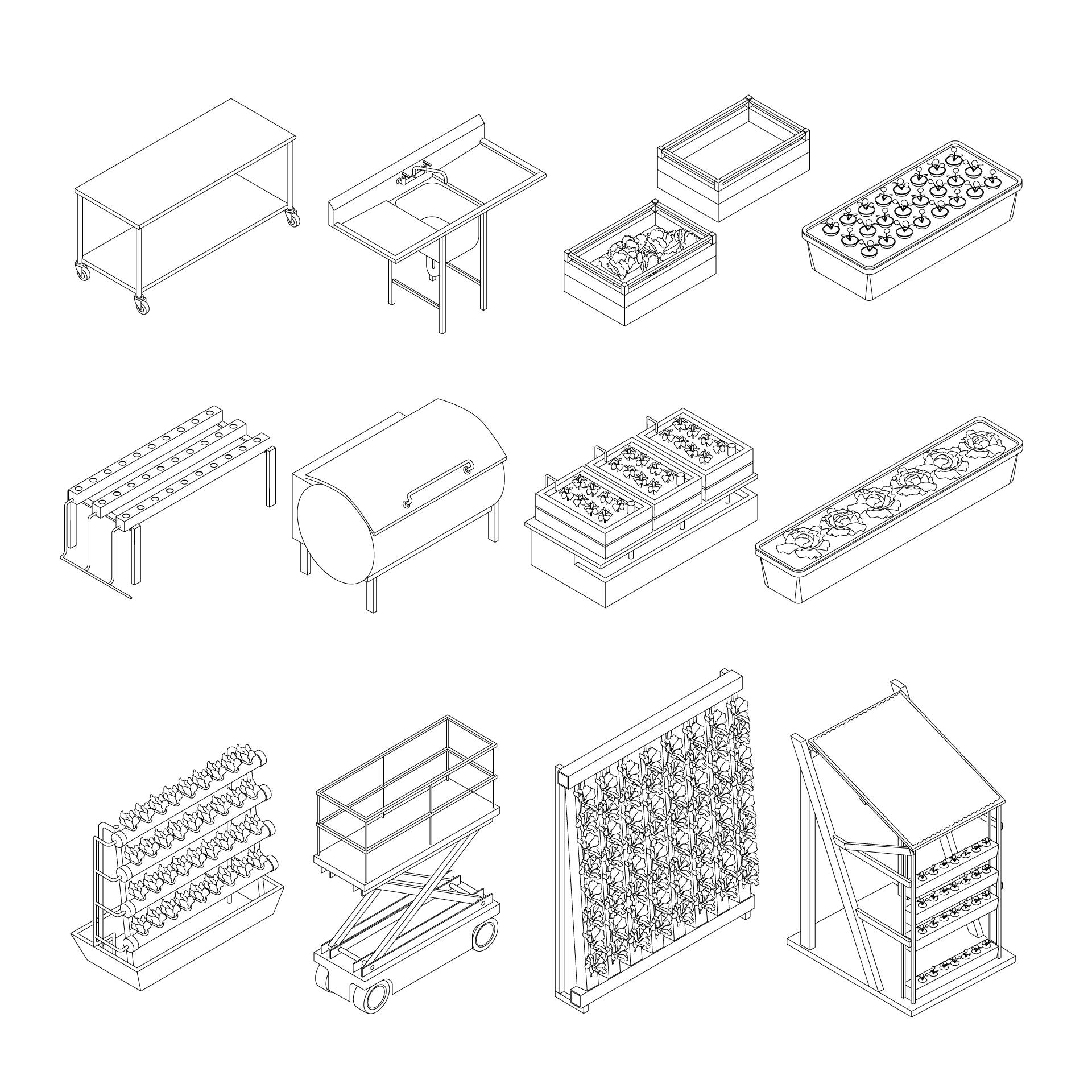 Axonometric Urban Farming 12 Vector Drawings | Learn Architecture Online